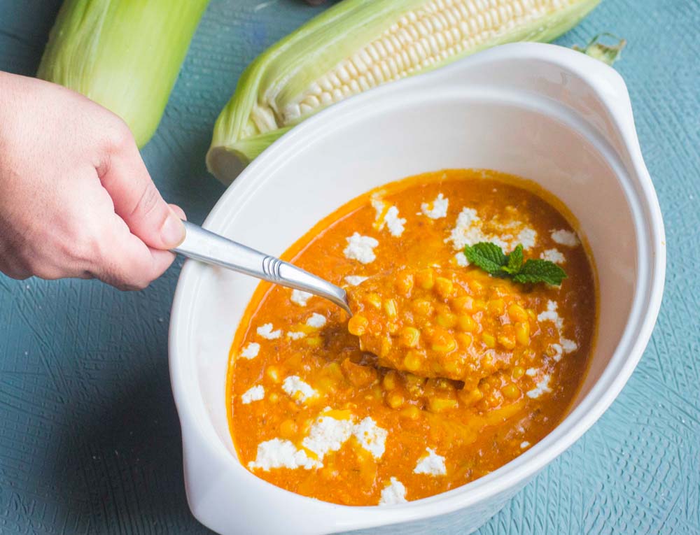 sweet corn masala curry/ indian corn masala - the flavor bells