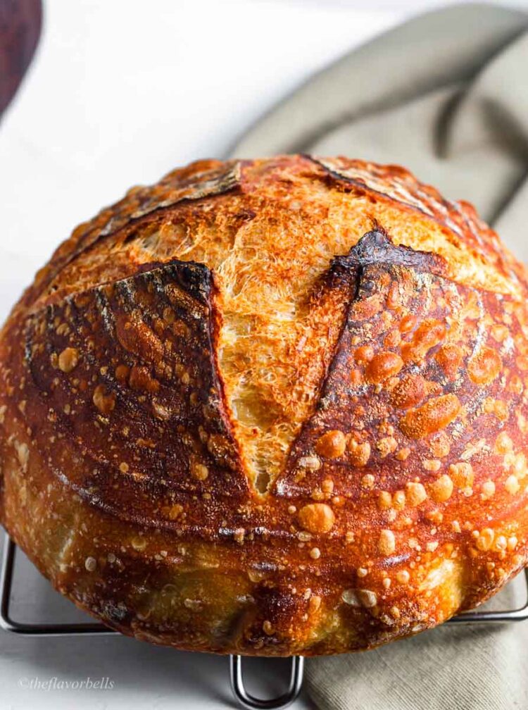 Rustic sourdough bread with a perfect crust and open crumb - The Flavor ...