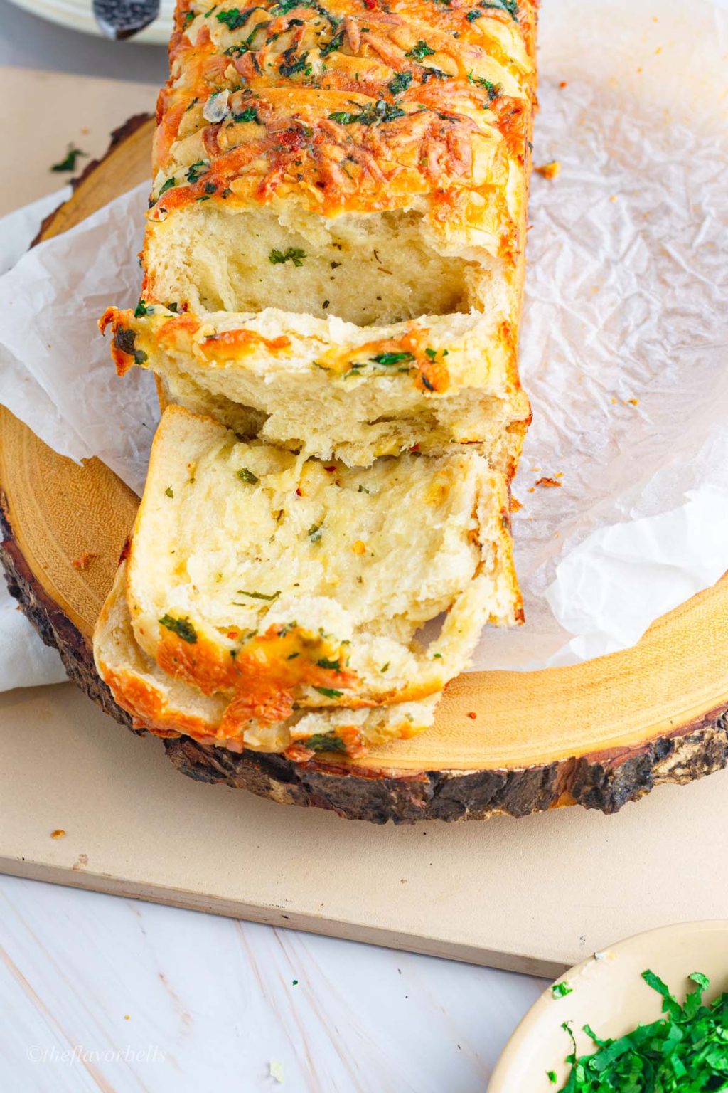 Cheesy Garlic Pull-apart Bread - The Flavor Bells